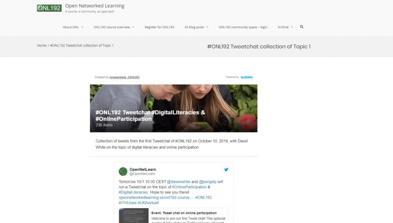 Tweetchat collection of Topic 1 – Open Networked Learning
