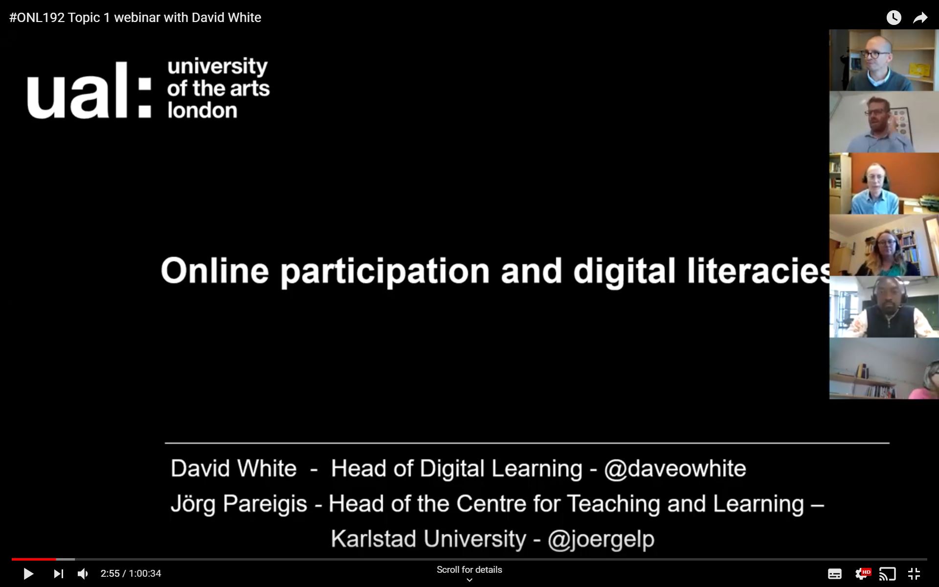 Recording of webinar with Davide White online – Open Networked Learning