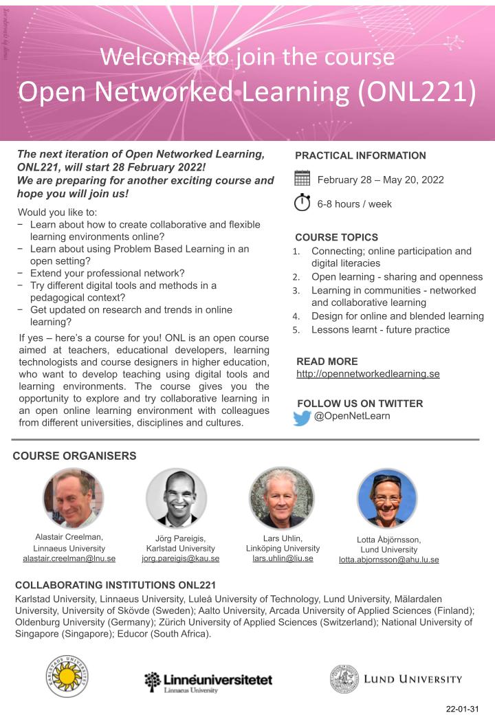Register for ONL221 – Open Networked Learning